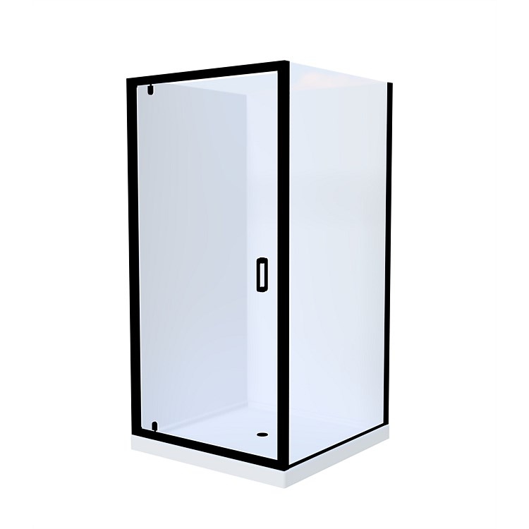 LeVivi Cabris 1000mm Square Flat Wall Shower Enclosure Black